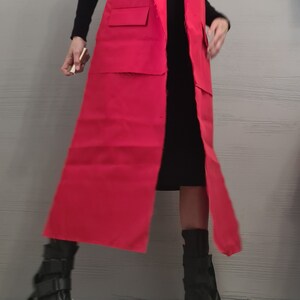 Gothic Vest, Asymmetric Vest, Red Sleeveless Vest, Long Short Vest ...