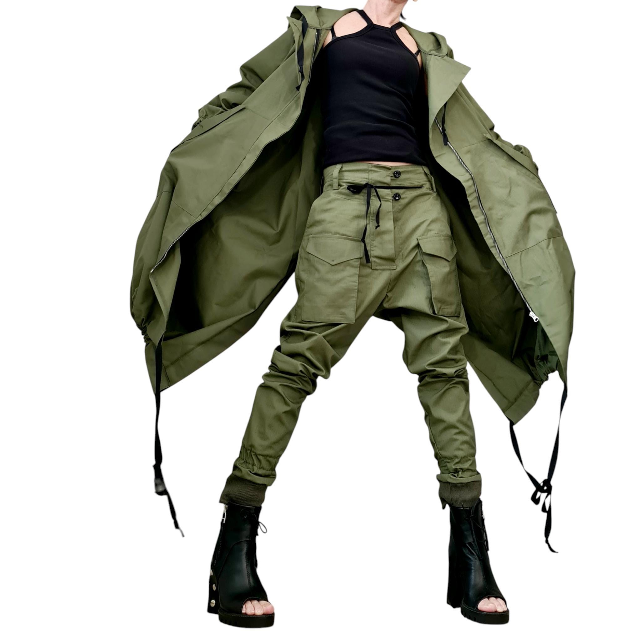 Avant Garde Military Trench Coat | Oversized Hooded Asymmetrical ...