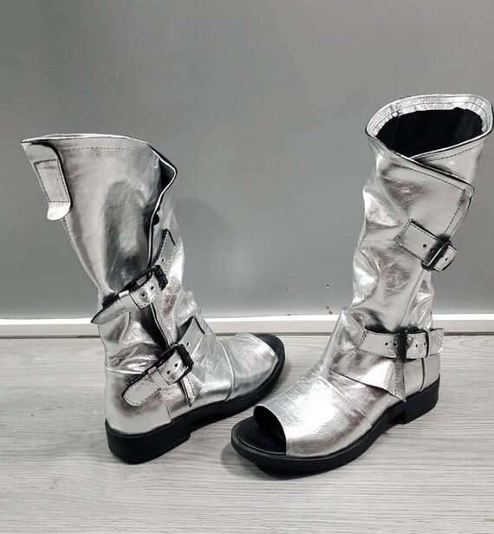 Silver Gladiator Sandals Extravagant Shoes High Sandals - Etsy