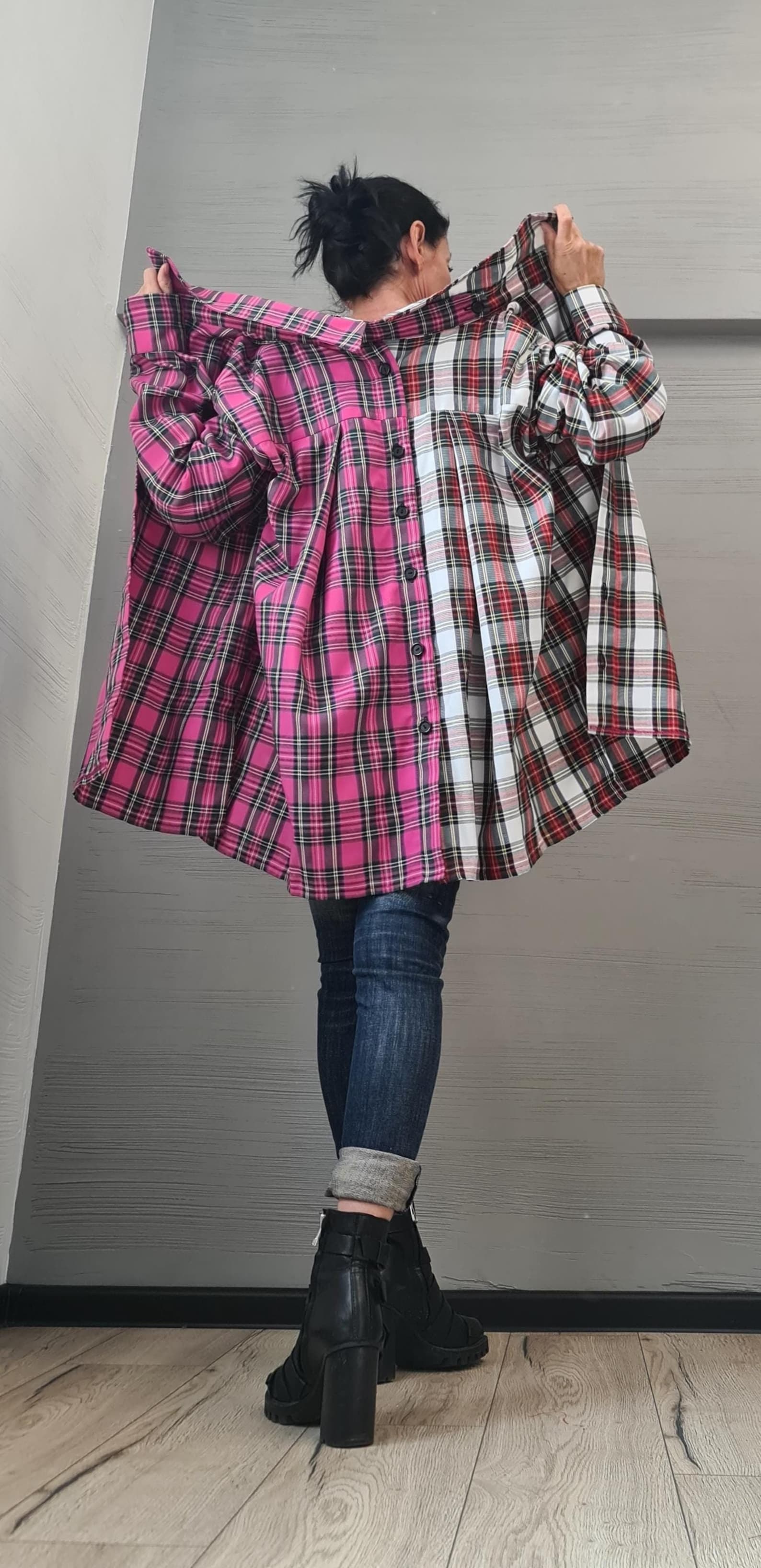 Pink Square Deconstructed Shirt, Asymmetric Shirt, White Square, Avant ...