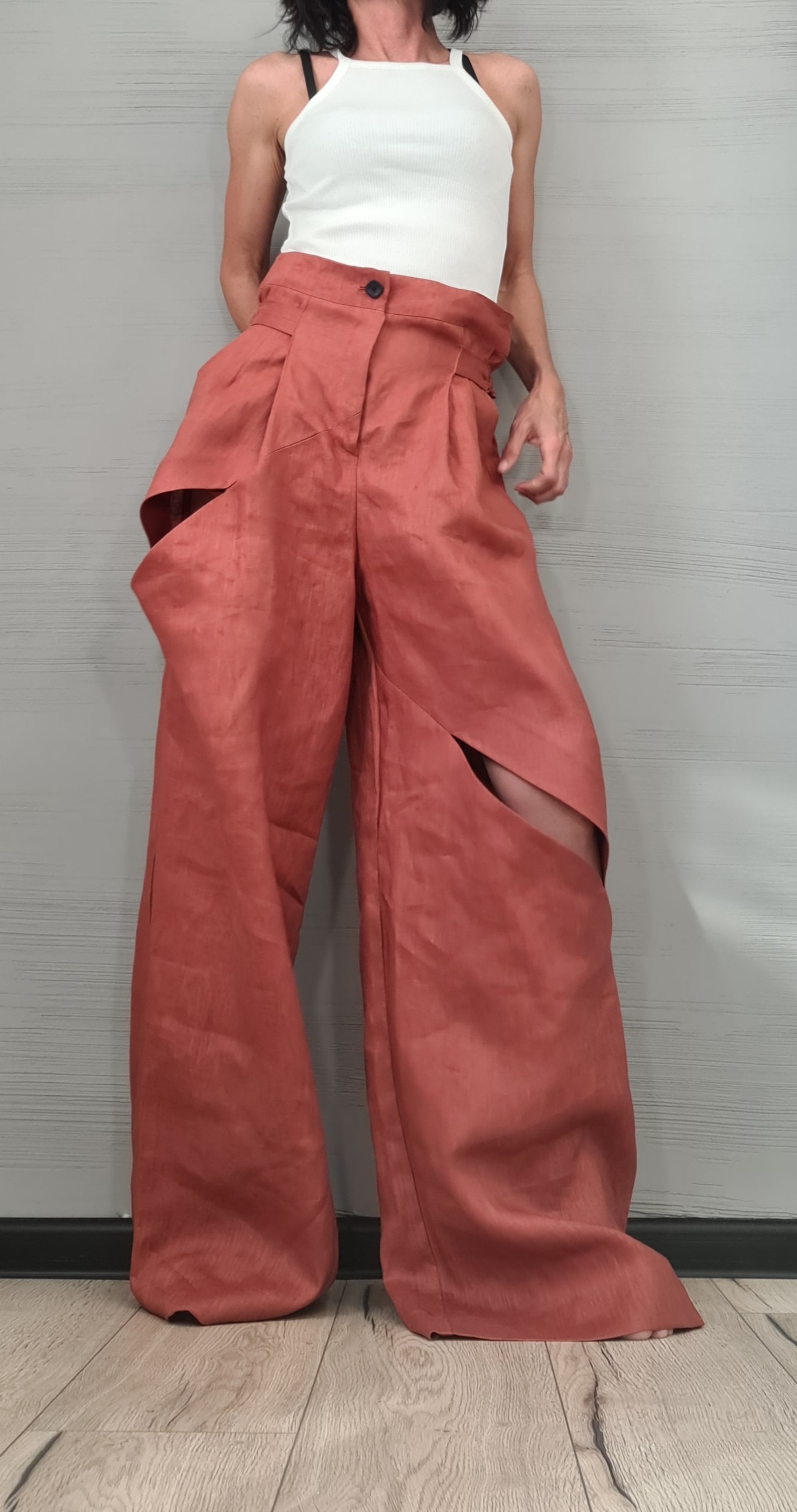 New Collection Turquoise Blue Lenin Extravagant Pants Harem - Etsy