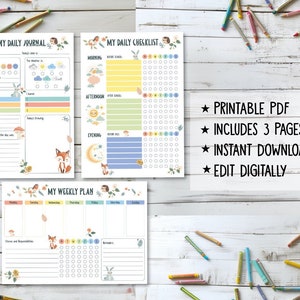 Kids Printable Planner - Weekly Planner - Monthly Planner - to Do List ...