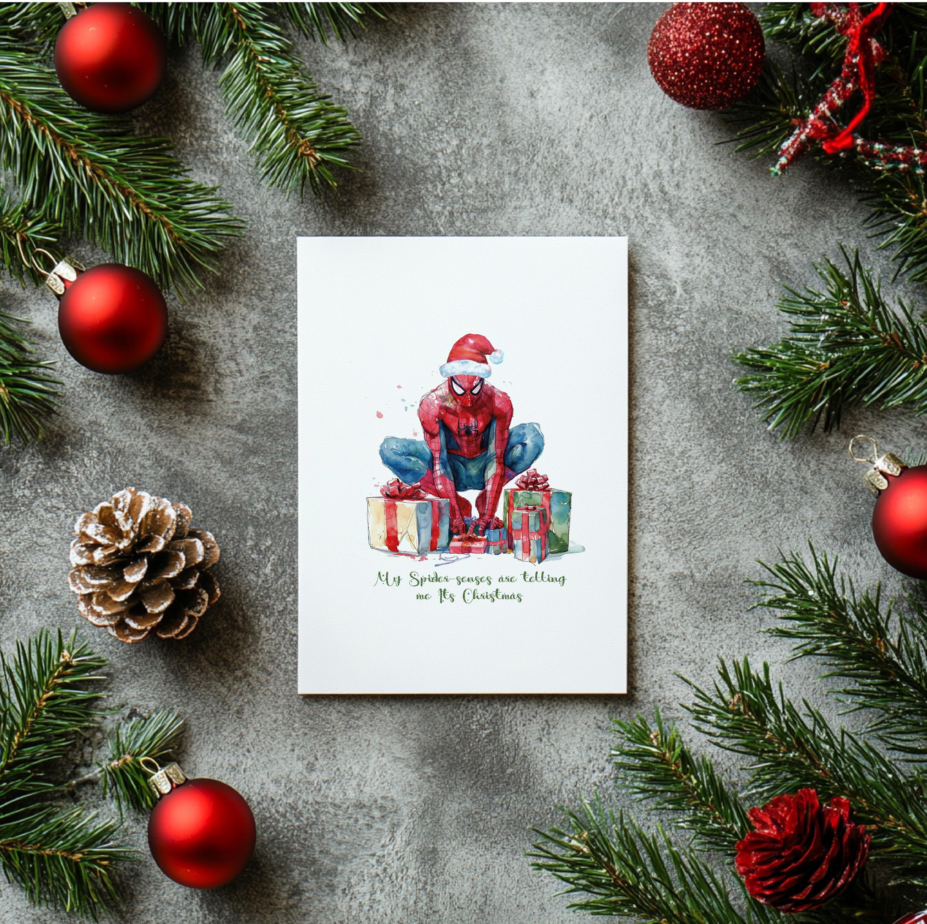 Spiderman Christmas Card - Marvel - Marvel Card - Christmas - Spiderman ...