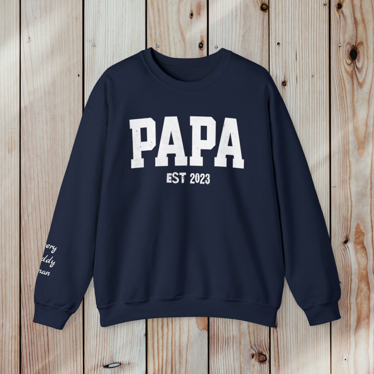 Custom Papa Sweatshirt With Date and Children Name on Sleeve, Papa ...