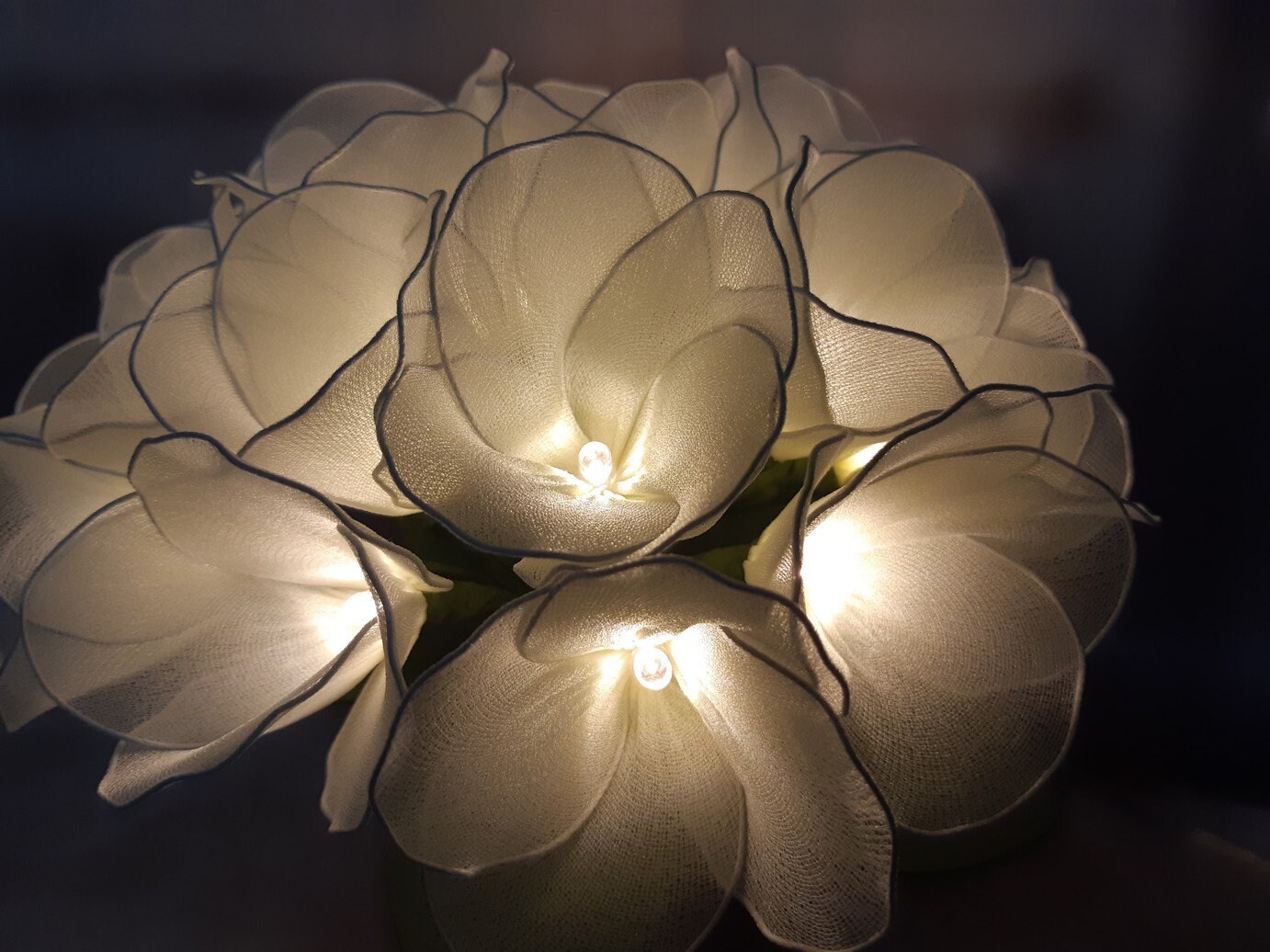 Off White Hydrangea Lily Flower Battery Artificial Nylon | Etsy