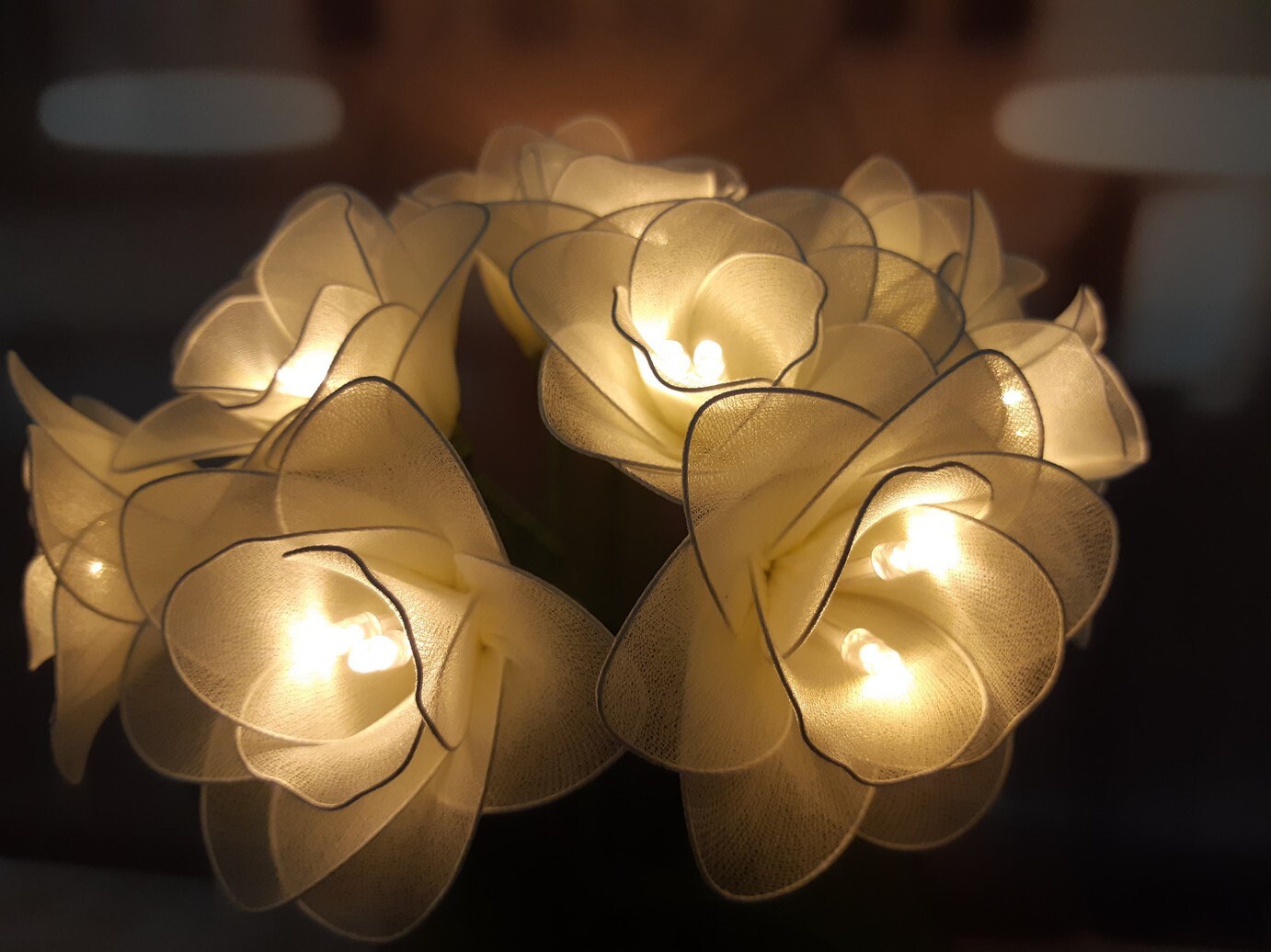 Off white Daffodil flower battery lamp artificial nylon flower | Etsy