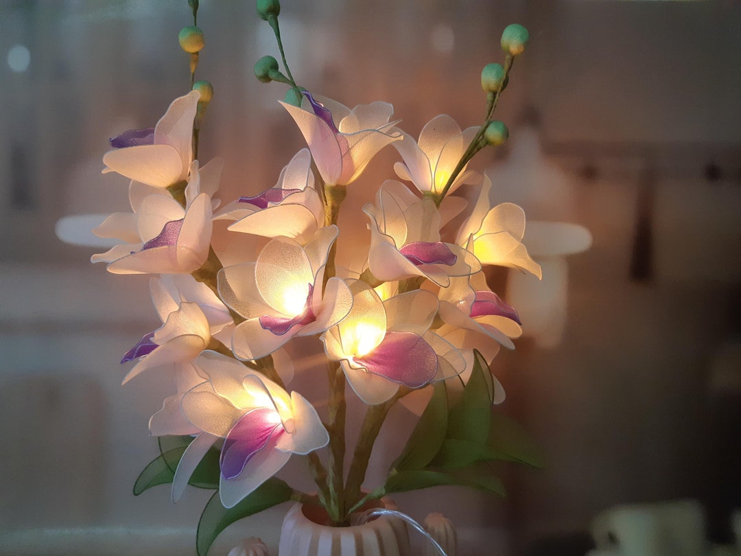 Pre-order off White Cattleya Orchid Artificial Nylon Flower Lamp ...