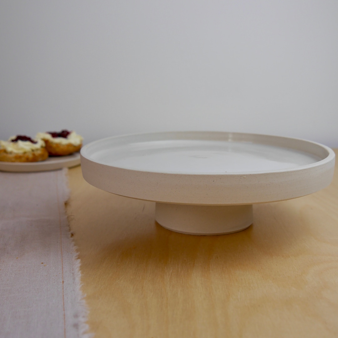 Handcrafted White Ceramic Cake Stand Contemporary Design - Etsy