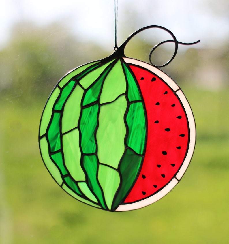 Watermelon Suncatcher Stained Glass Art Window Hangings - Etsy