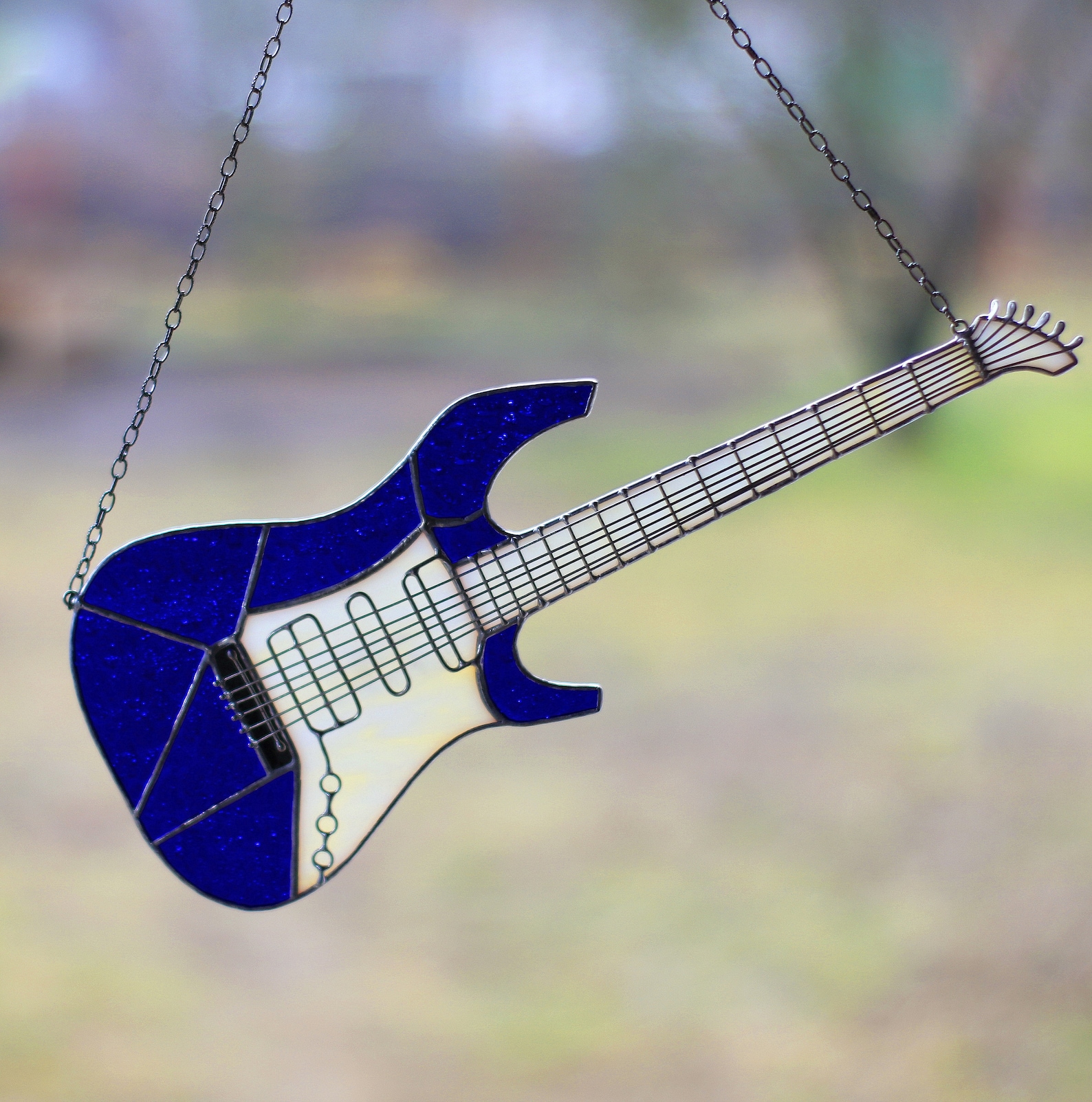 Electric Guitar Suncatcher Stained Glass Art Musical - Etsy