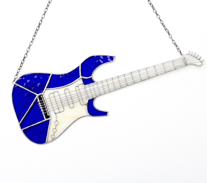 Electric Guitar Suncatcher Stained Glass Art Musical - Etsy