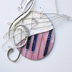 Treble Clef With Musical Notes Suncatcher Stained Glass Art - Etsy