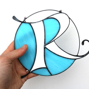 Initials Letter R Stained Glass Art Suncatcher Window Hangings Tiffany ...
