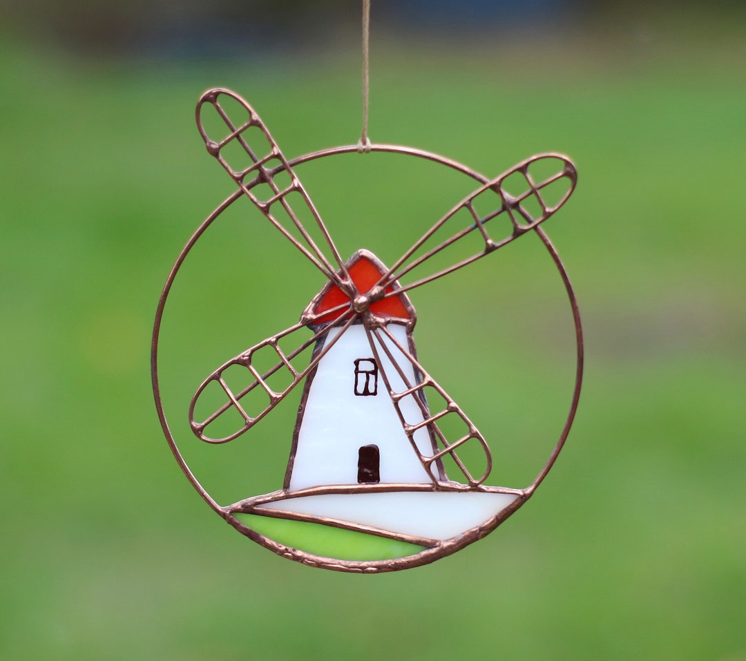 MILL Suncatcher Stained Glass Art Window Hangings Home Decor Gift - Etsy