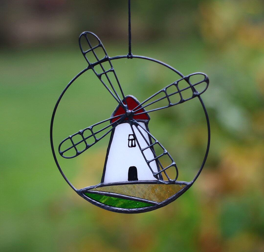 MILL Suncatcher Stained Glass Art Window Hangings Home Decor Gift - Etsy