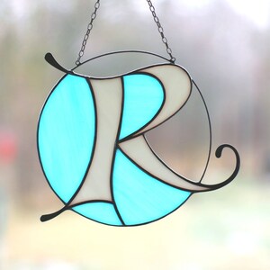 Initials Letter R Stained Glass Art Suncatcher Window Hangings Tiffany ...