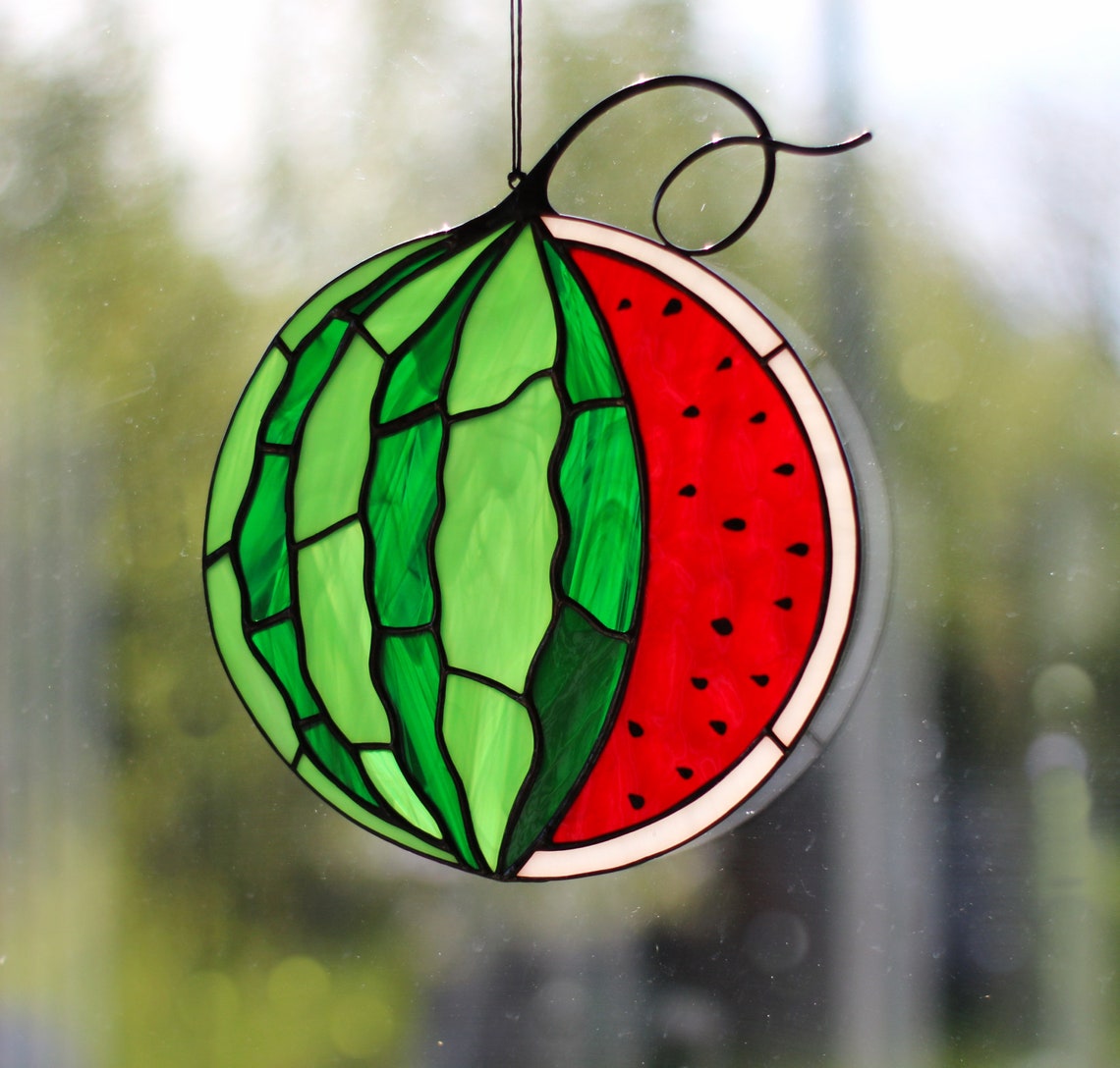 Watermelon Suncatcher Stained Glass Art Window Hangings Ornaments Home ...
