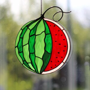 Watermelon Suncatcher Stained Glass Art Window Hangings Ornaments Home ...