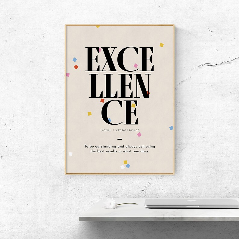 Excellence Dictionary Definition Digital Printable Confetti Poster ...