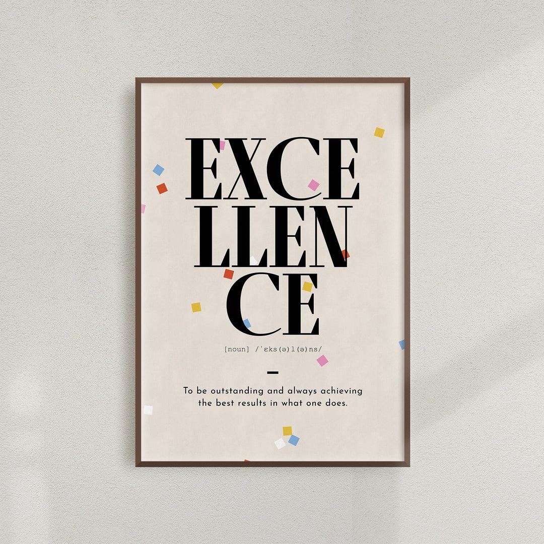 Excellence Dictionary Definition Digital Printable Confetti Poster ...