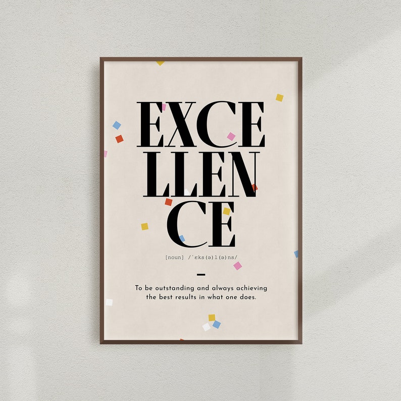 Excellence Dictionary Definition Digital Printable Confetti Poster ...