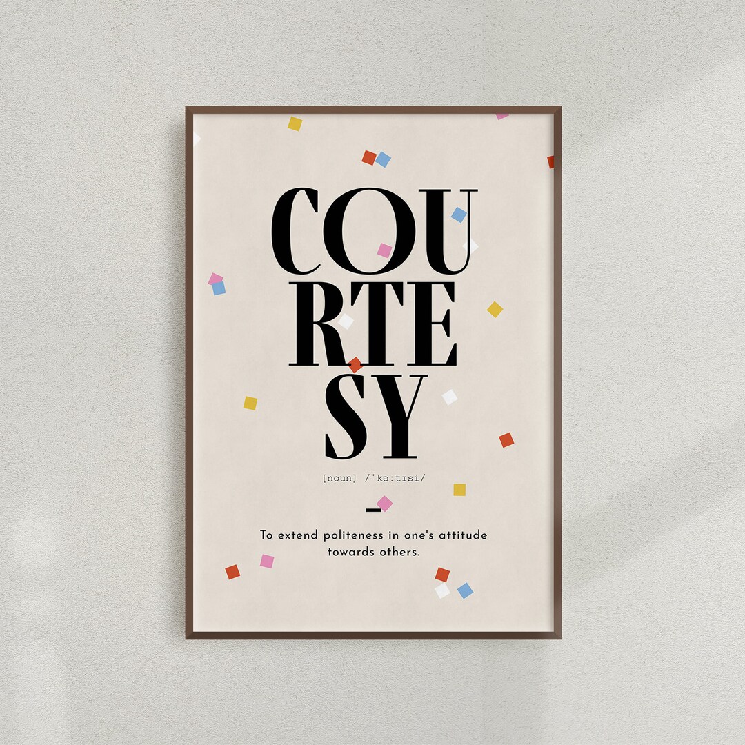 Courtesy Dictionary Definition Digital Printable Confetti Poster / Good ...