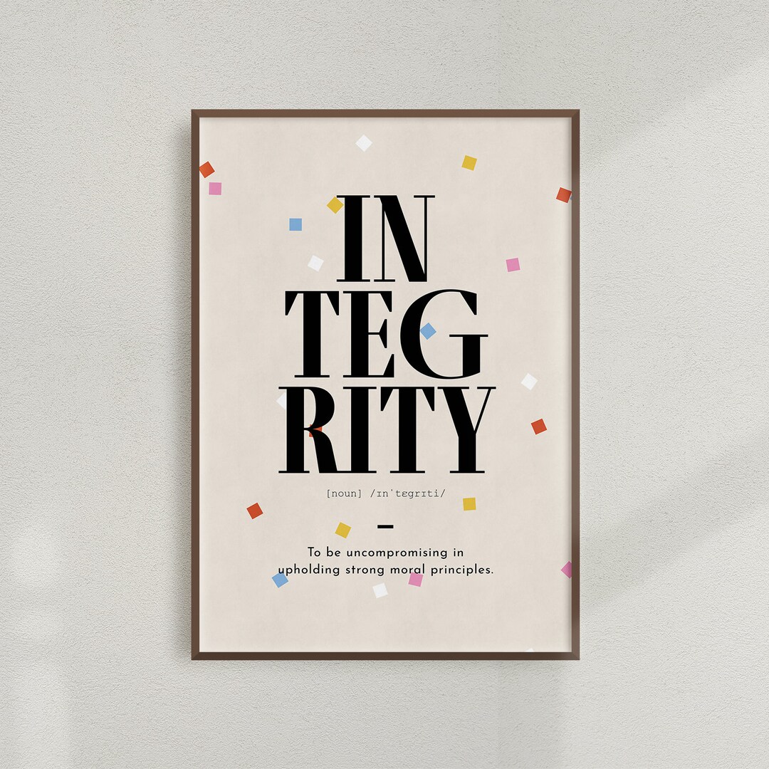 Integrity Dictionary Definition Digital Printable Confetti Poster ...