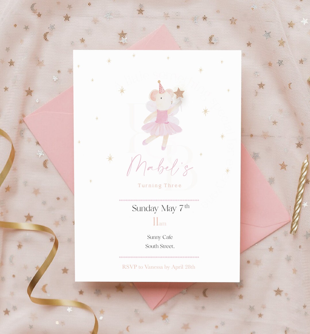 DIGITAL DOWNLOAD INVITATION One Page, Personalised Fairy Mouse Party ...