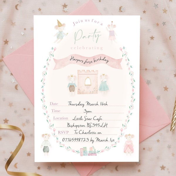 Girls Royal Tea Party Invitation - Etsy