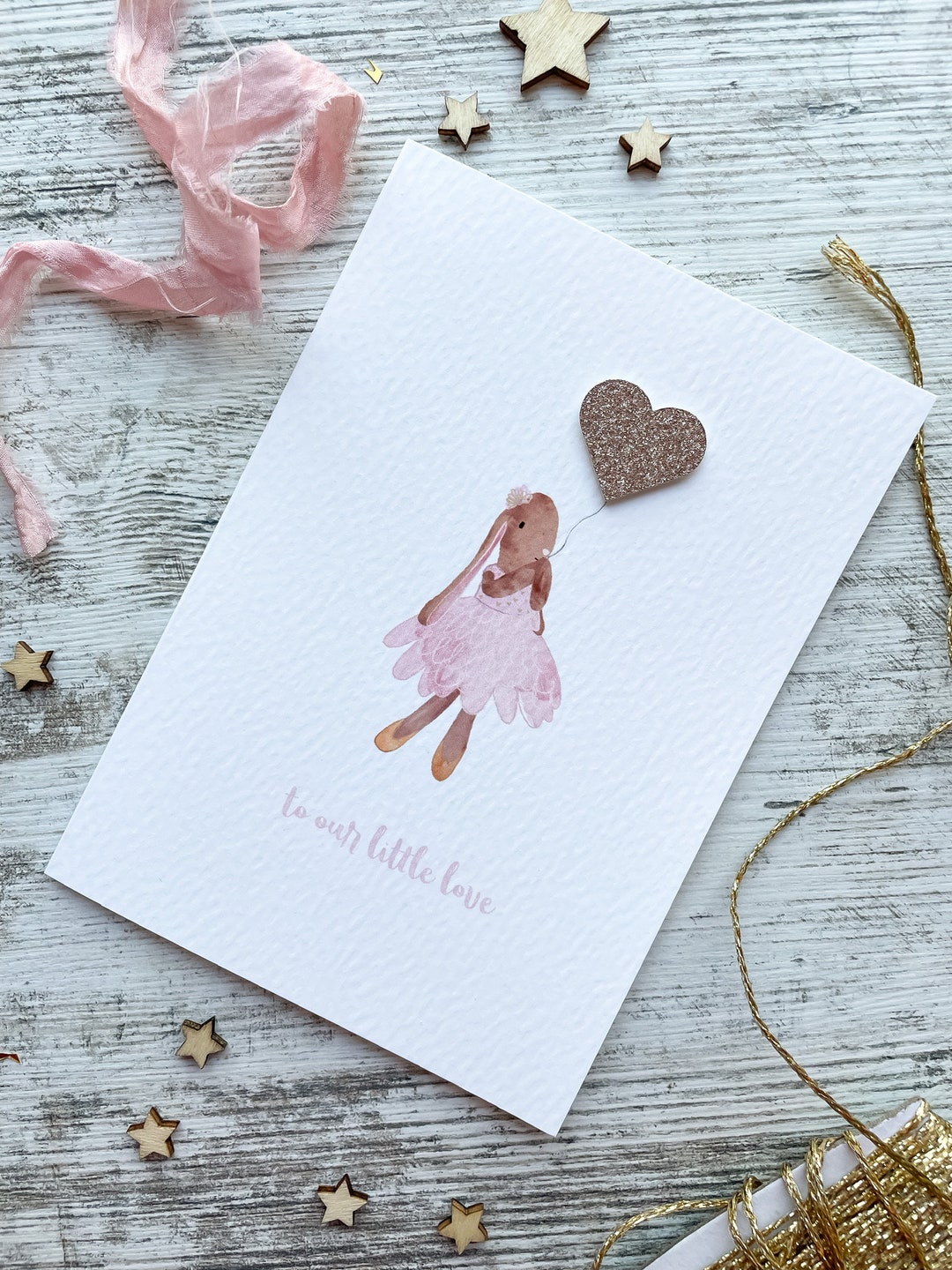 Little Ballerina Bunny Personalised A6 Card, Watercolour Dancing ...