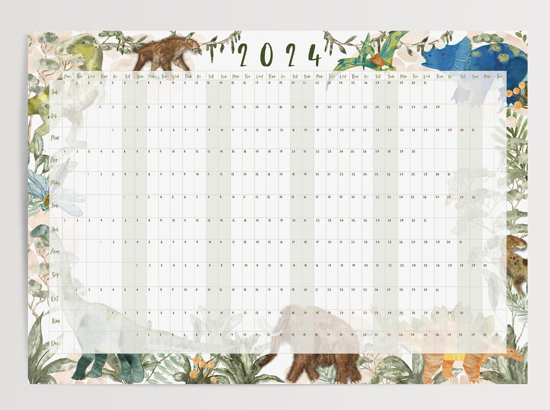 Children's A3 / A2 2024 Dinosaur Wall Planner, Kids Wall Planner ...