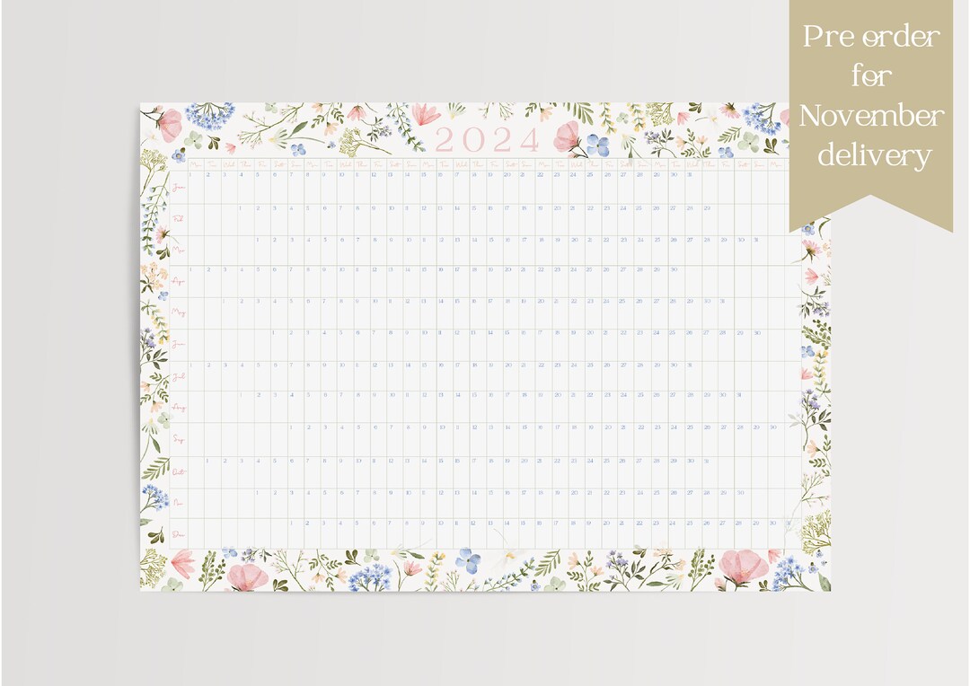 A2 Agenda mural 2024 calendrier 2024 joli calendrier floral - Etsy France