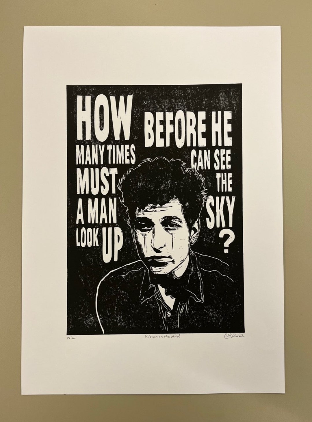 Bob Dylan. Hand Made. Original A3 Linocut Print. Limited and Signed ...