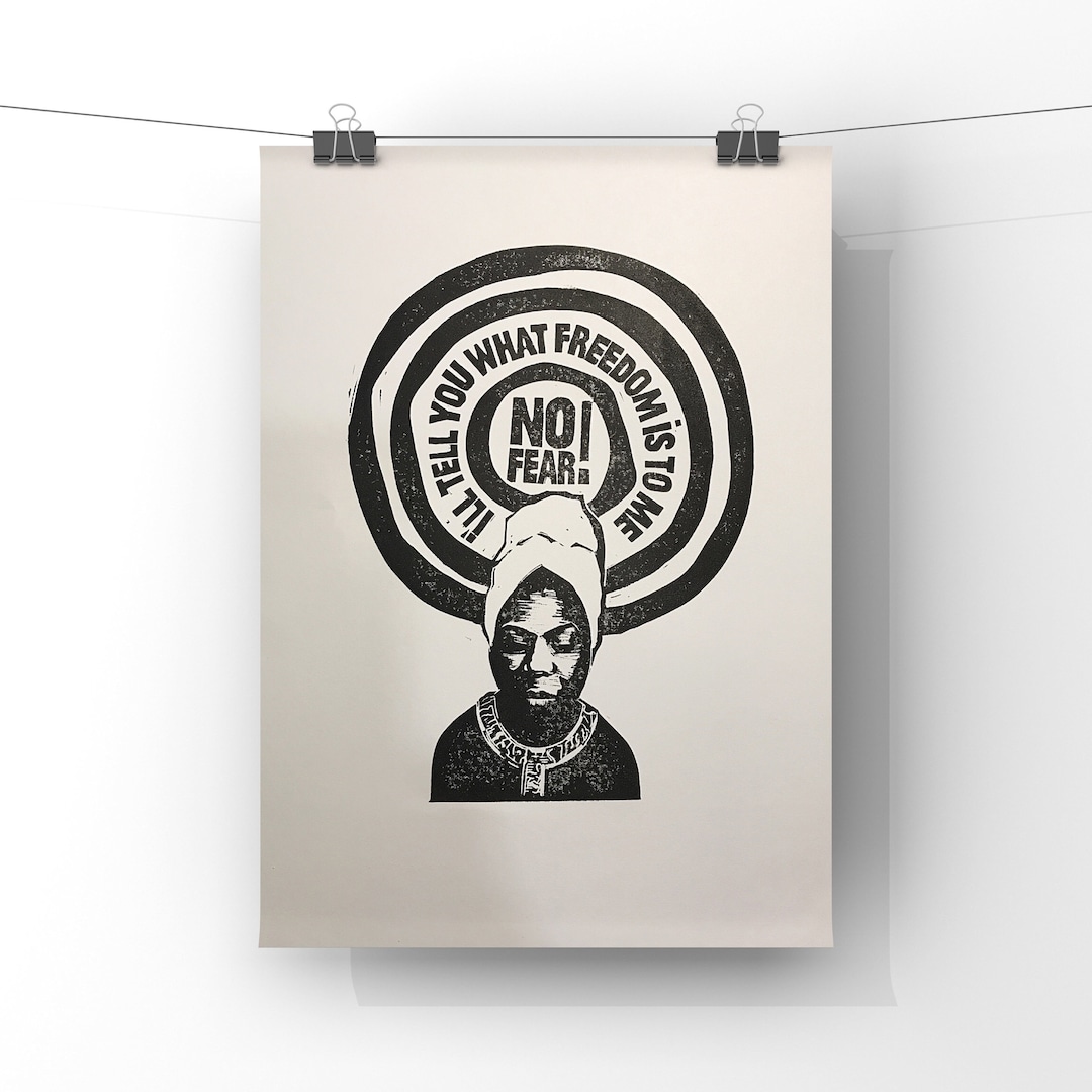 Nina Simone. No Fear. Hand Made. Original A4 Linocut Print. Limited and ...