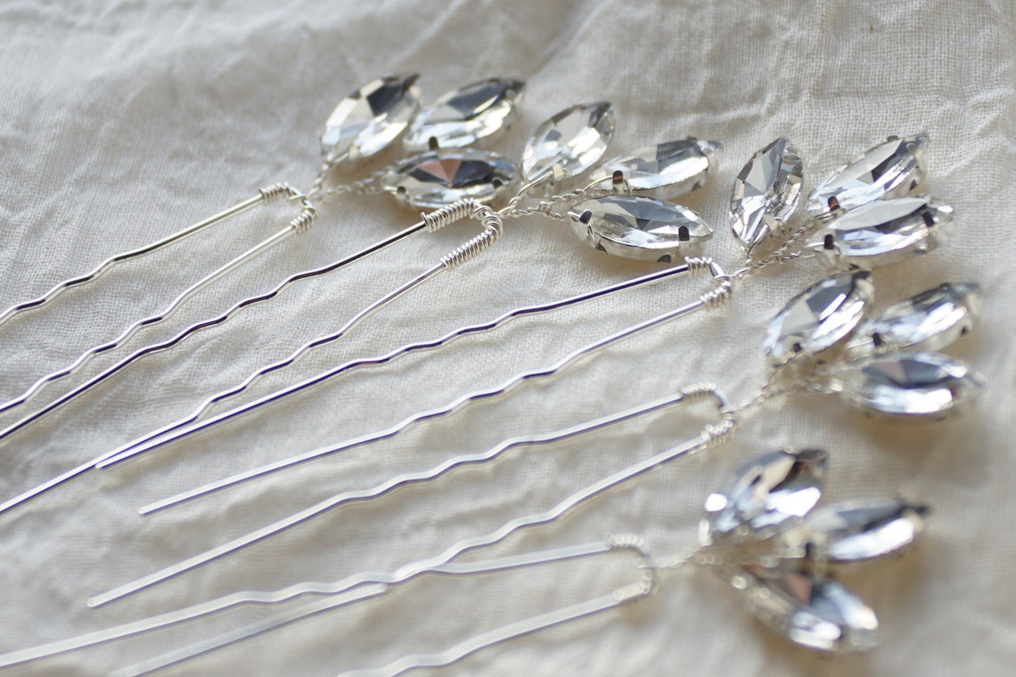 Hair Pins 5 Bridal Hair Pins Silver Hair Pins Bridal - Etsy