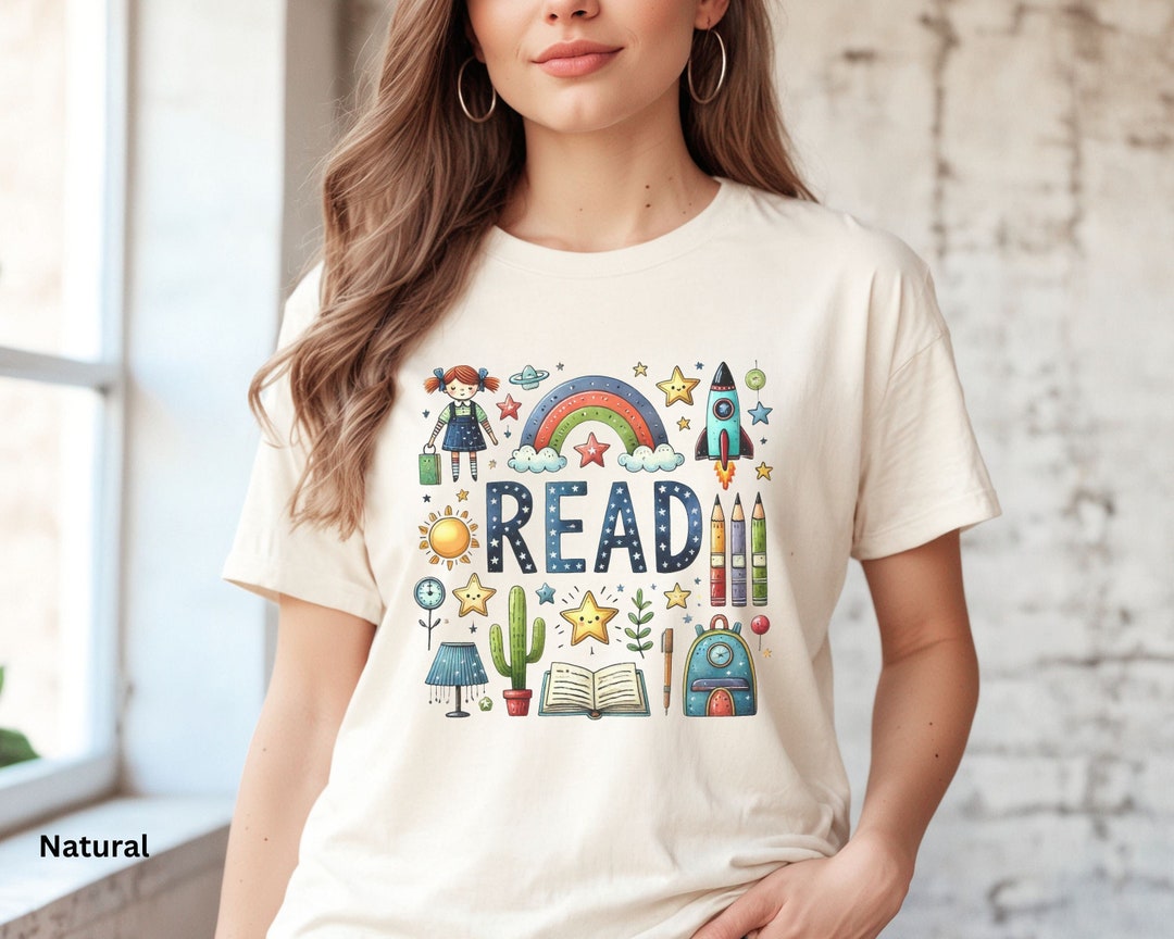 Retro Read Books Teacher Shirt, Cute Teacher Shirt, Bookish Shirt, Book ...