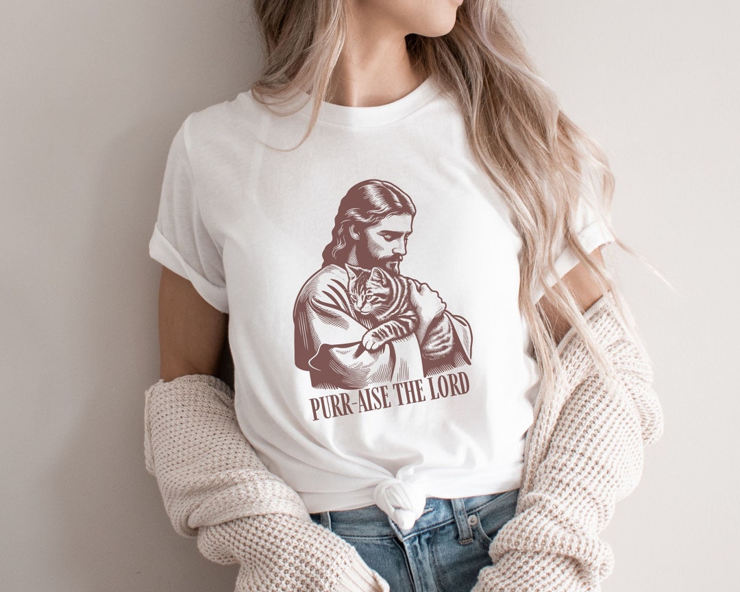 Vintage Jesus With Cat, Retro 90s Jesus Tshirt, Retro Jesus Shirt, Cat ...