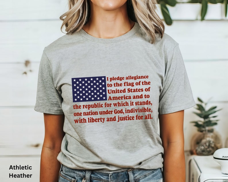 Pledge of Allegiance Flag, Teacher Shirt, American Fourth of July Ultra ...