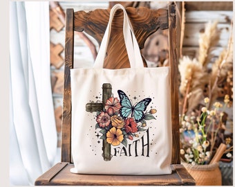 Faith Tote Bag Christian Tote Bag Canvas Gift Religious Gift Scripture ...