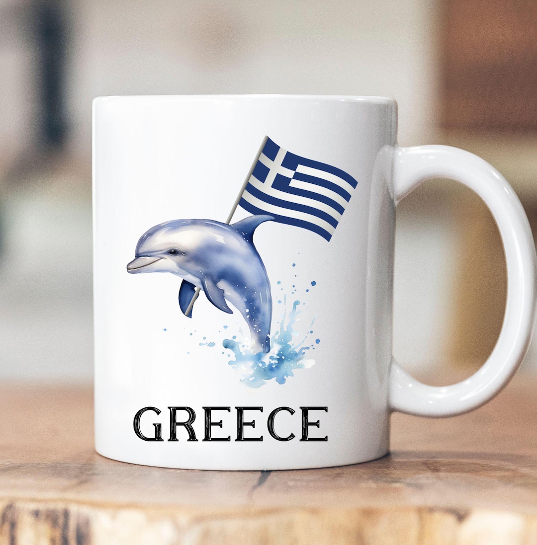 Greece Mug, Greek Dolphin Mug , Greece Coffee Mug, Greek Coffee Cup ...