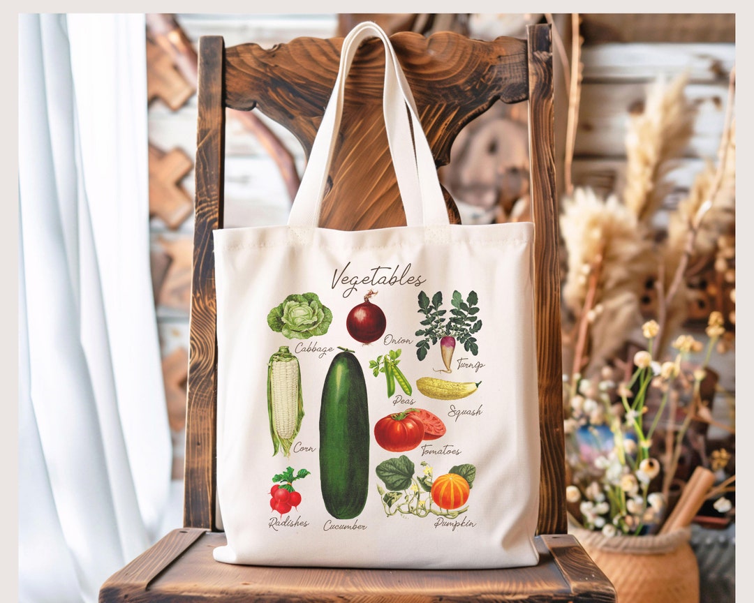 Vintage Vegetables Tote, Vintage Vegetables 90s Graphic Tote, Nostalgia ...
