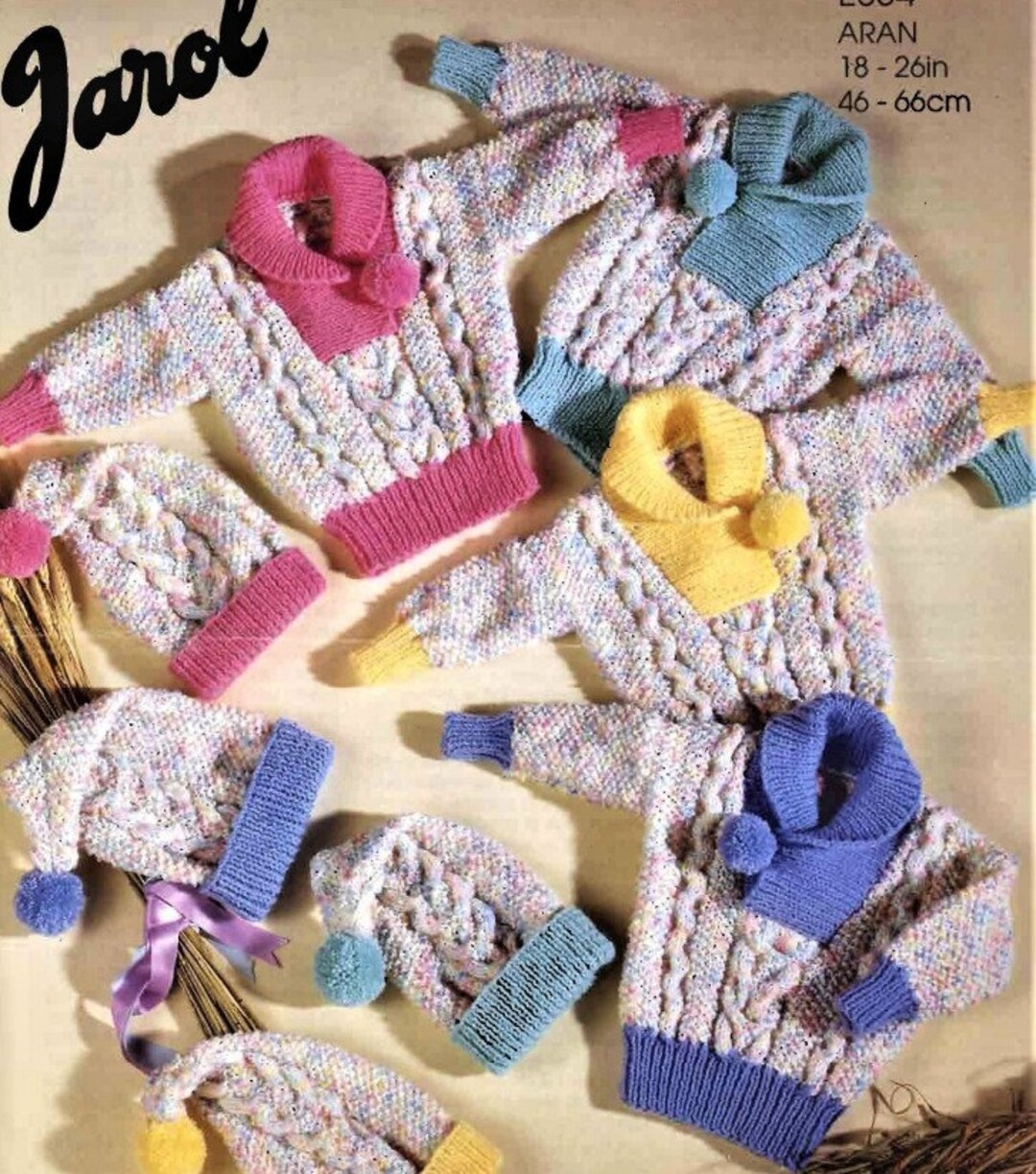 Baby Aran Jumper Sweater and Hat Pattern 18in to 26in Chest - Etsy
