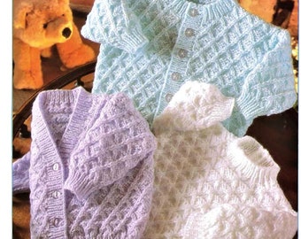Girls & Baby Cardigan Knitting Pattern Funky Fur DK / 8 Ply Yarn 6 ...