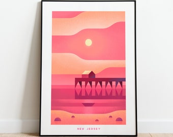 New Jersey State Framed Poster - Etsy