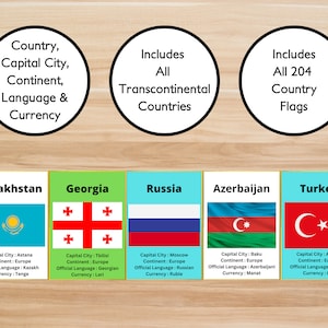 All 204 Country Flags Flash Cards | Instant Download | World Flags ...