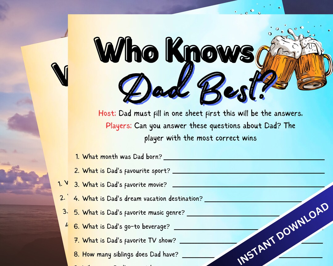 Who Knows Dad Best Game - Digital Download - Etsy