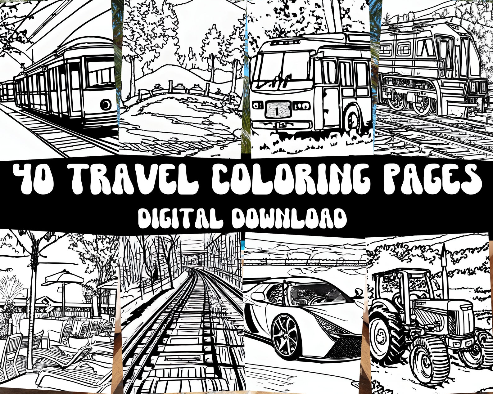 40 Travel Coloring Pages Adult Kids Coloring Pages Instant Download ...