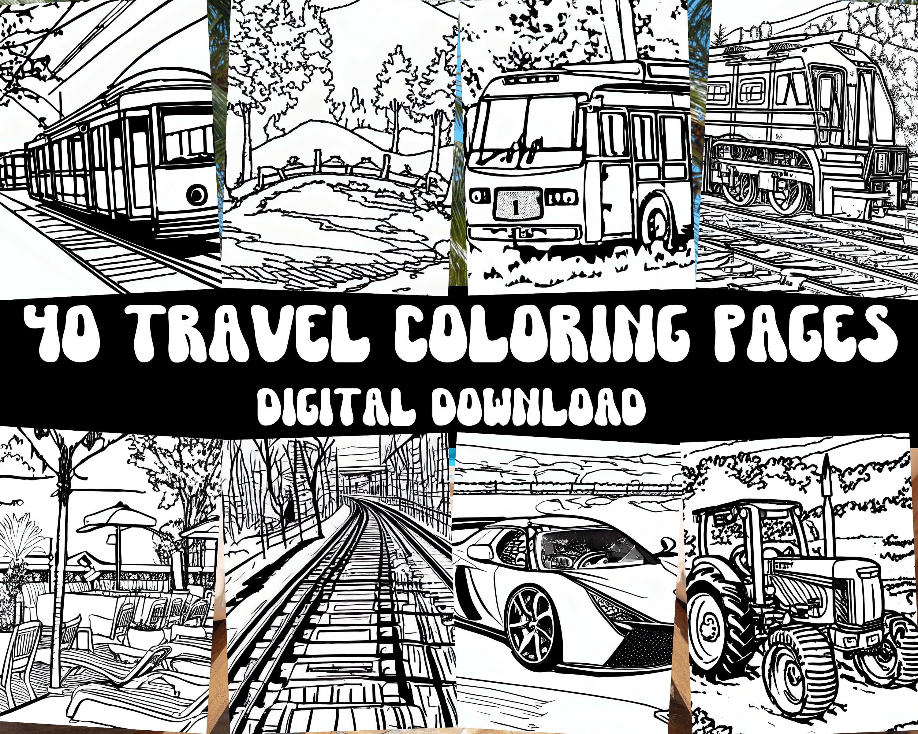 40 Travel Coloring Pages Adult Kids Coloring Pages Instant Download ...