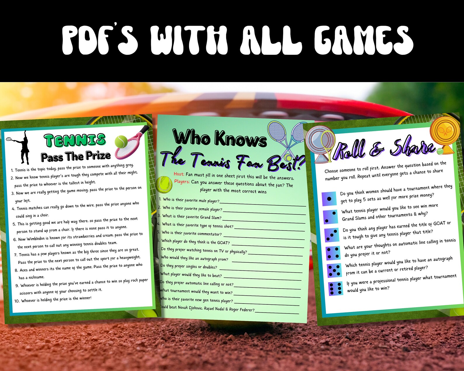 Tennis Games Bundle | 13 Printable Games | Puzzles for Kids and Adults ...