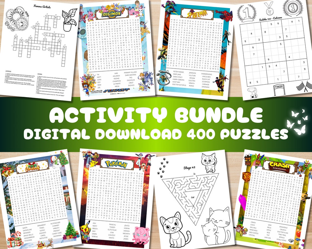 400 Puzzle Bundle | Printable Activity Worksheets | Puzzles for Kids ...